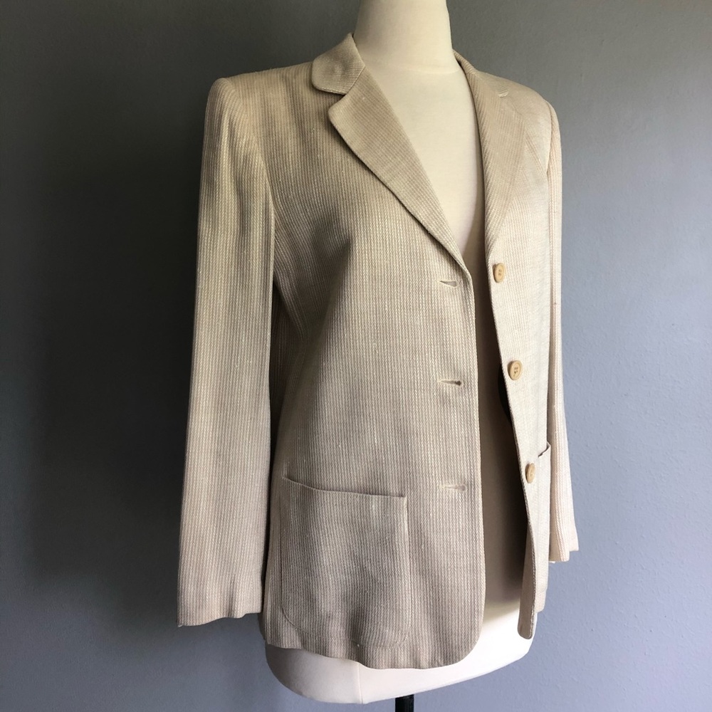 Vintage Halston Sportswear 80s Cream Small Blazer - Gem